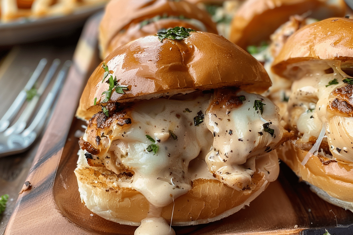 Cheesy Chicken Alfredo Sliders