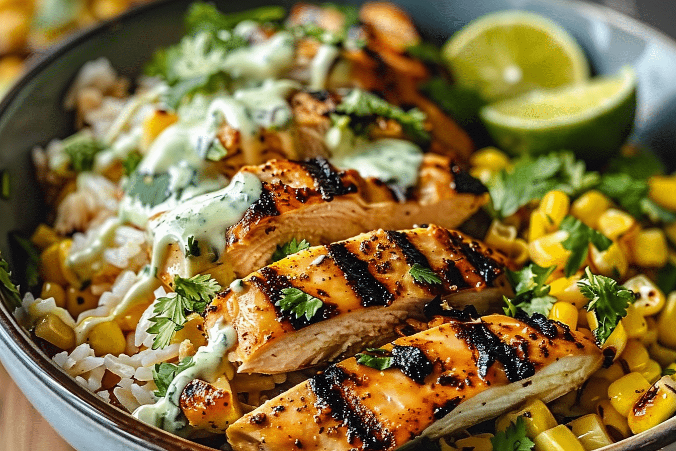 High Protein Street Corn Chicken Bowl