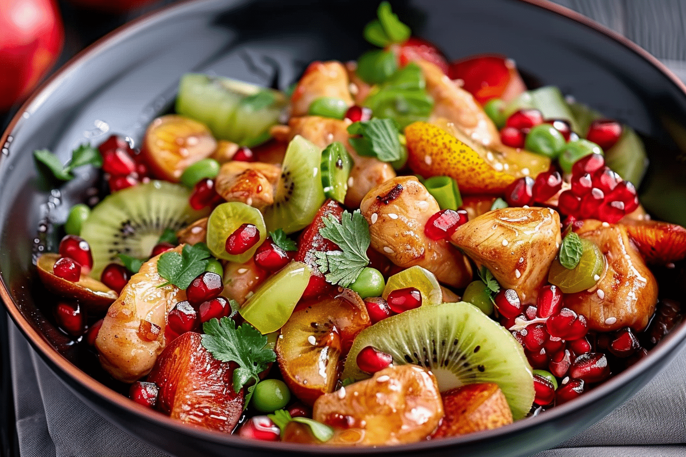 Fruity Chicken Stir-Fry with Kiwi and Pomegranate